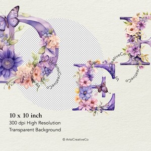Floral Alphabet Letters Clipart PNG Bundle, Floral Letters, Floral ...