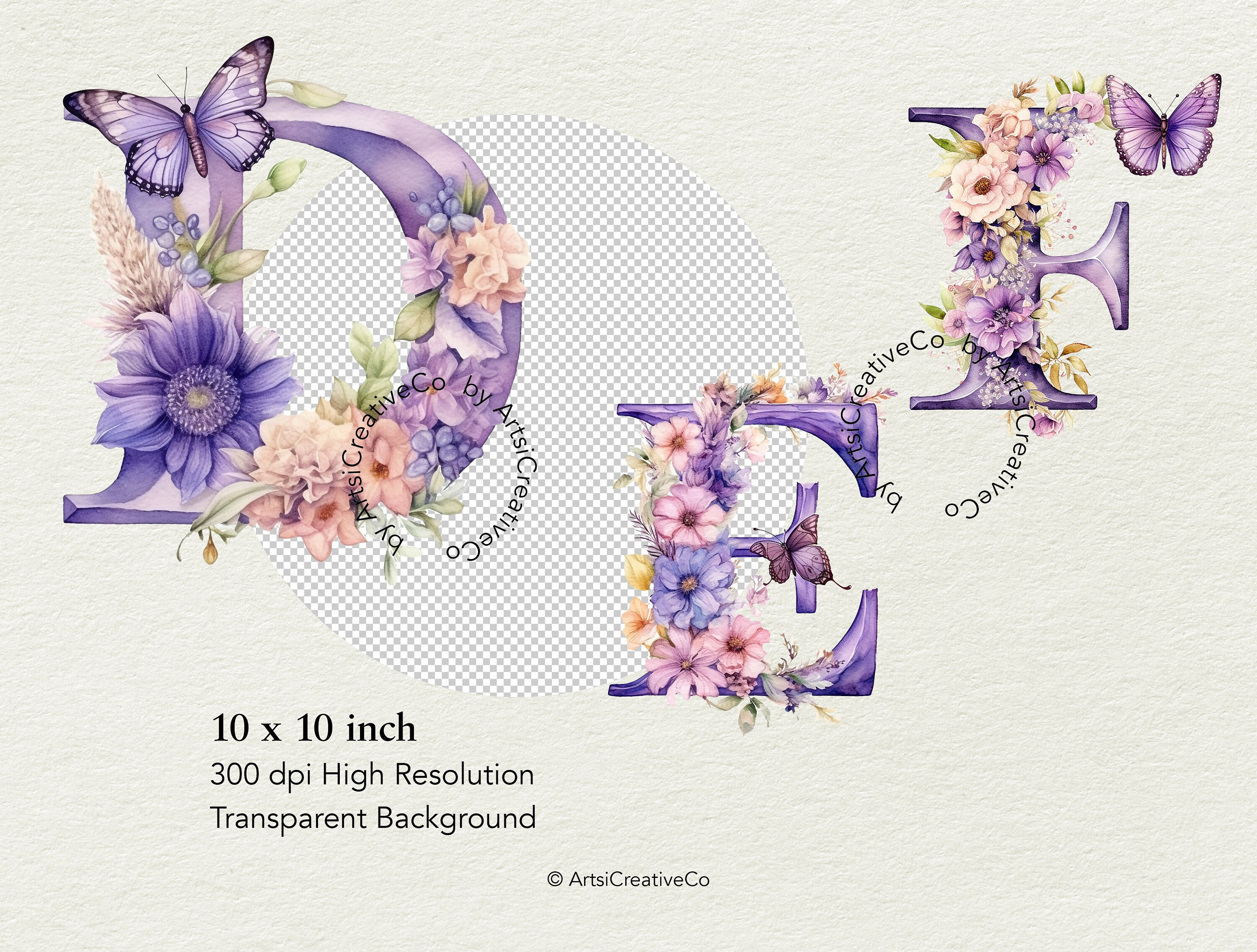 Floral Alphabet Letters Clipart PNG Bundle, Floral Letters, Floral ...