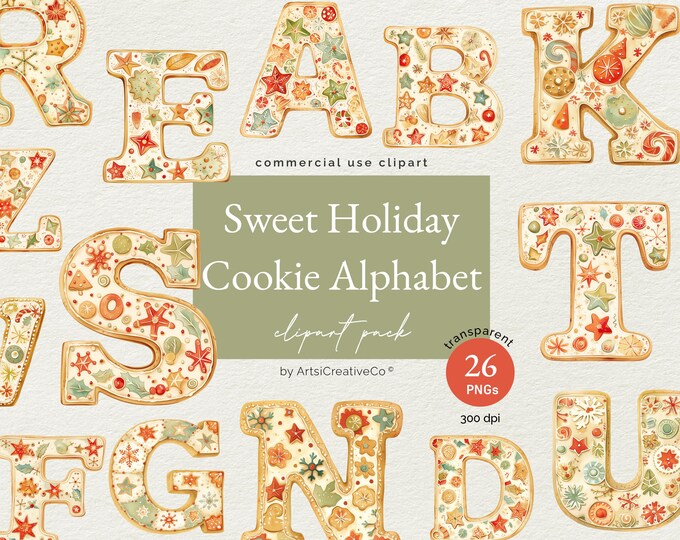 Christmas Cookie Alphabet, Christmas Alphabet, Cookie PNG, Alphabet ...