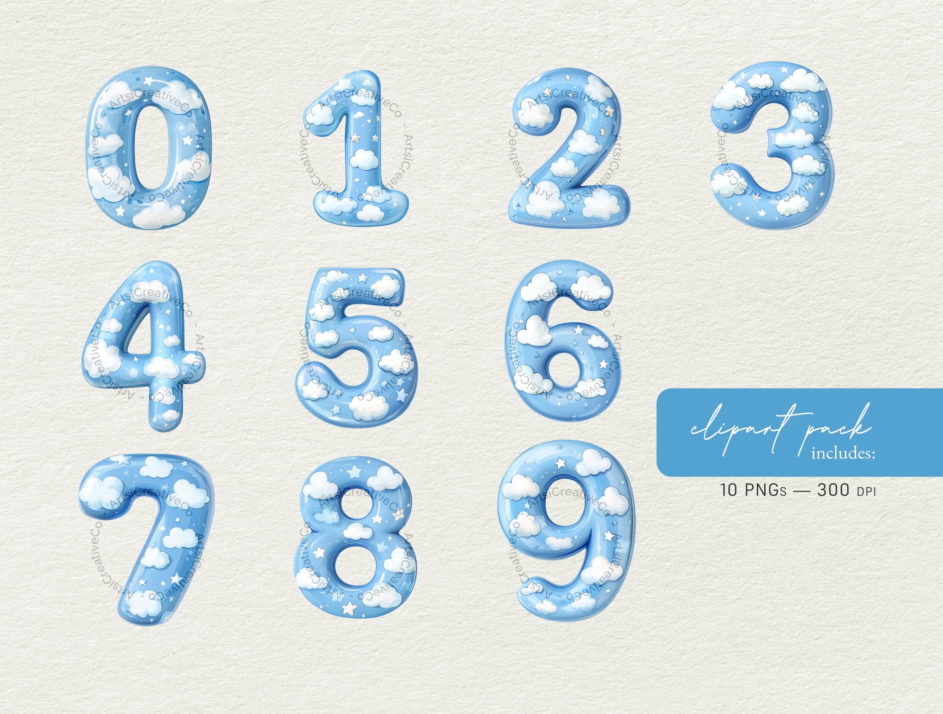 Blue Dream Numbers Clipart PNG, Baby Boy Blue Numbers, Birthday ...