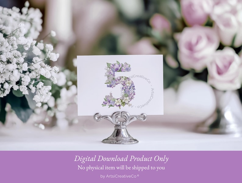 Floral Numbers Clipart PNG, Purple Floral Numbers, Invitations ...