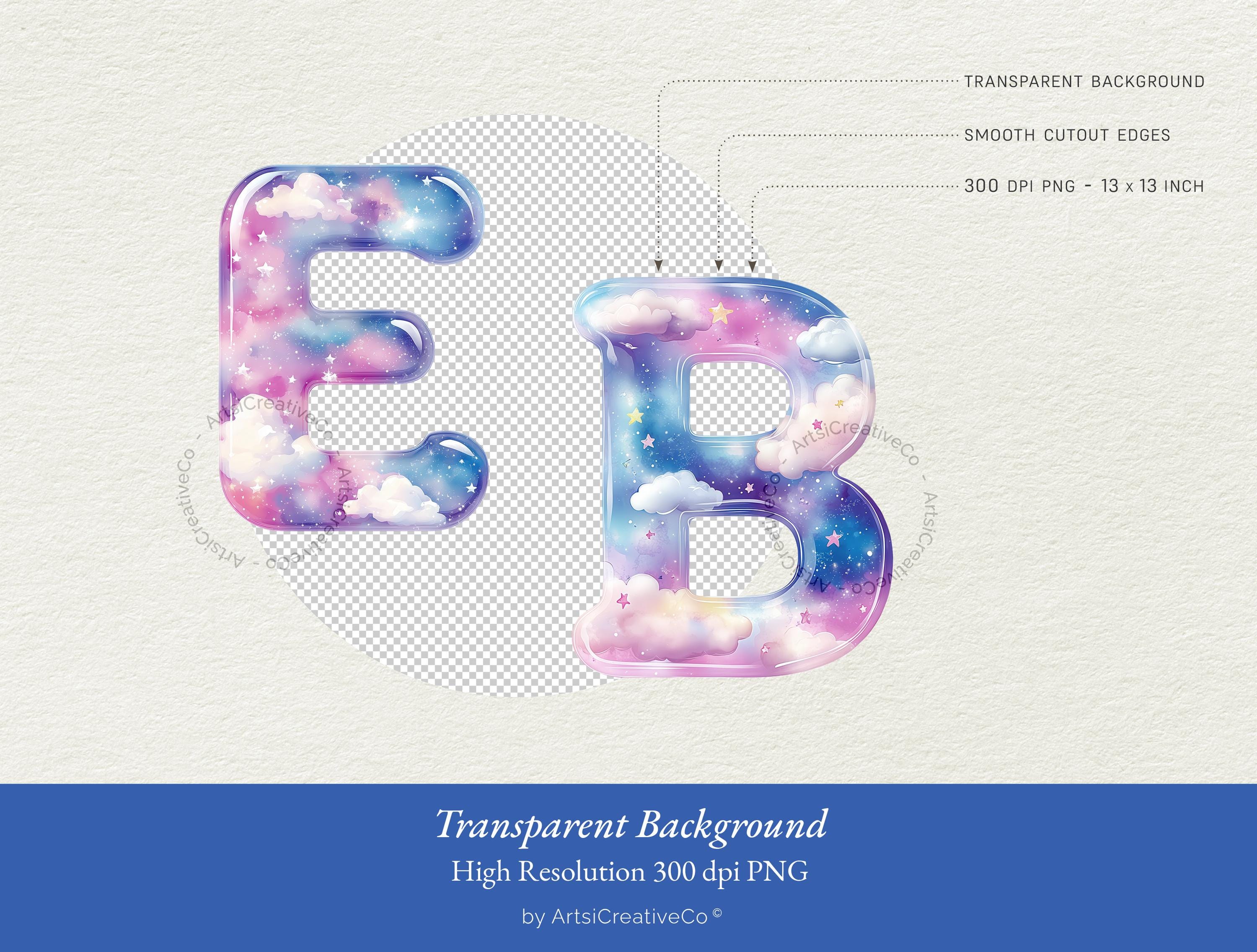 Galaxy Alphabet Clipart PNG, Cosmic Letters With Clouds, Nursery Decor ...