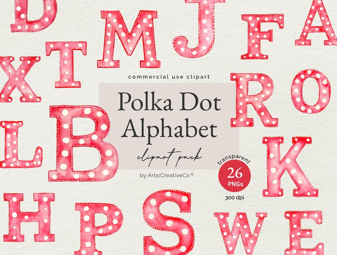 Polka Dot Alphabet Clipart PNG, Red Aesthetic Alphabet for Party Decor ...