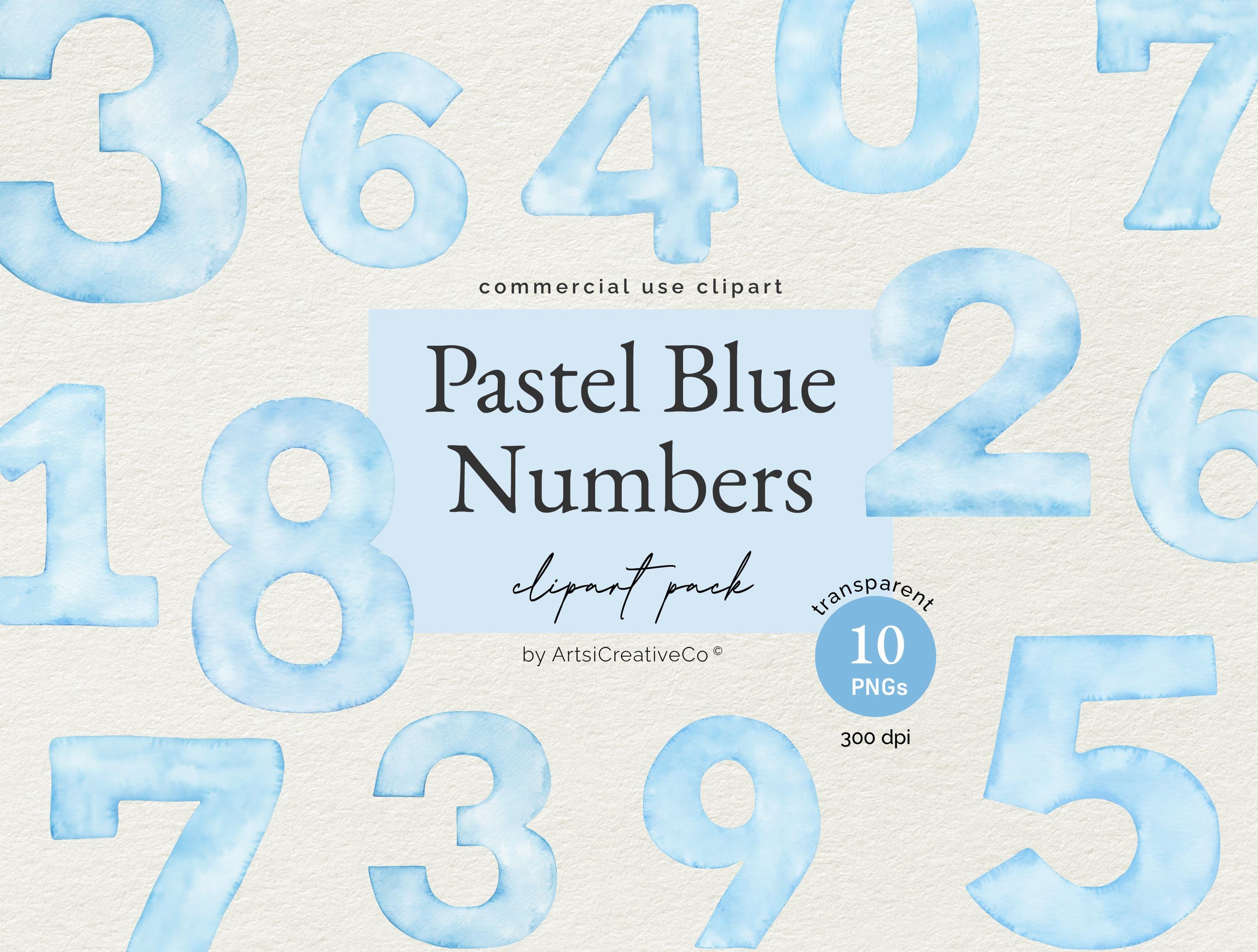 Pastel Blue Numbers Clipart, Watercolor Numbers, Blue Numbers, Birthday ...