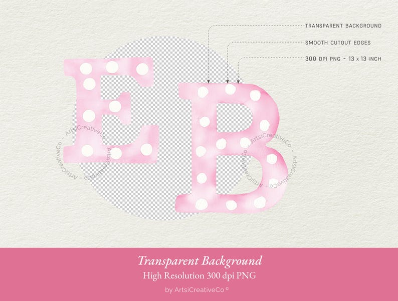 Baby Girl Alphabet Clipart PNG Set - Pastel Pink Polka Dot Letters A-Z ...