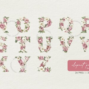 Peony Alphabet Clipart PNG - Floral Letters for Scrapbooking ...