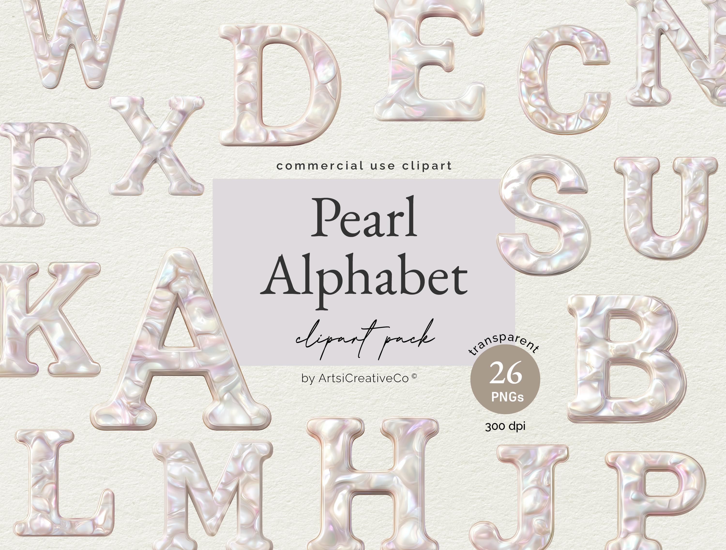 Pearl Alphabet Clipart, High-res Pearlescent Font, Elegant Wedding Font ...