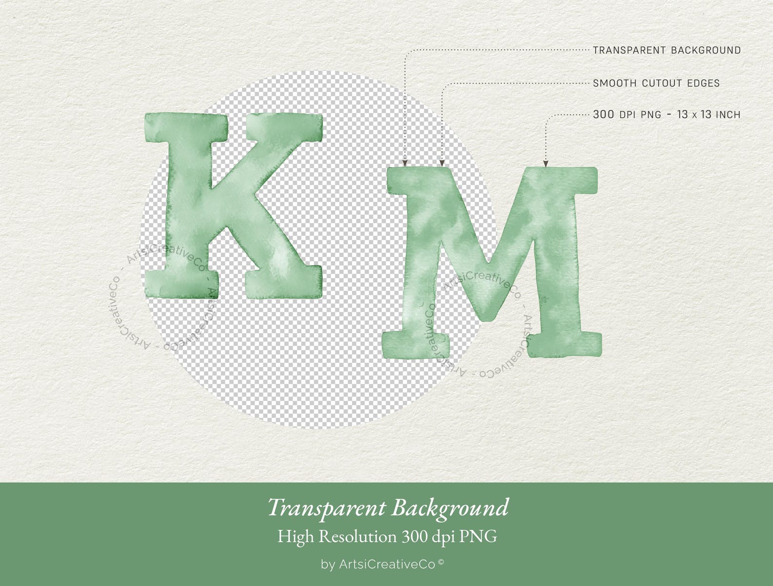 Pastel Green Alphabet Clipart, Watercolor Letters, Digital Alphabet ...