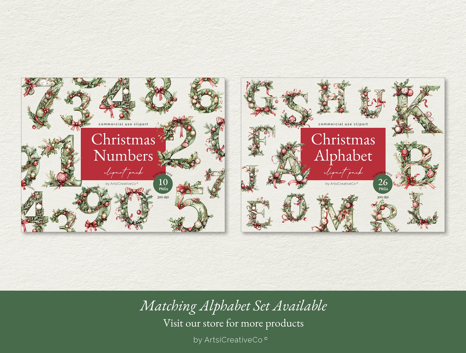 Christmas Numbers Clipart PNG Bundle, Numbers Clip Art, Festive Season ...