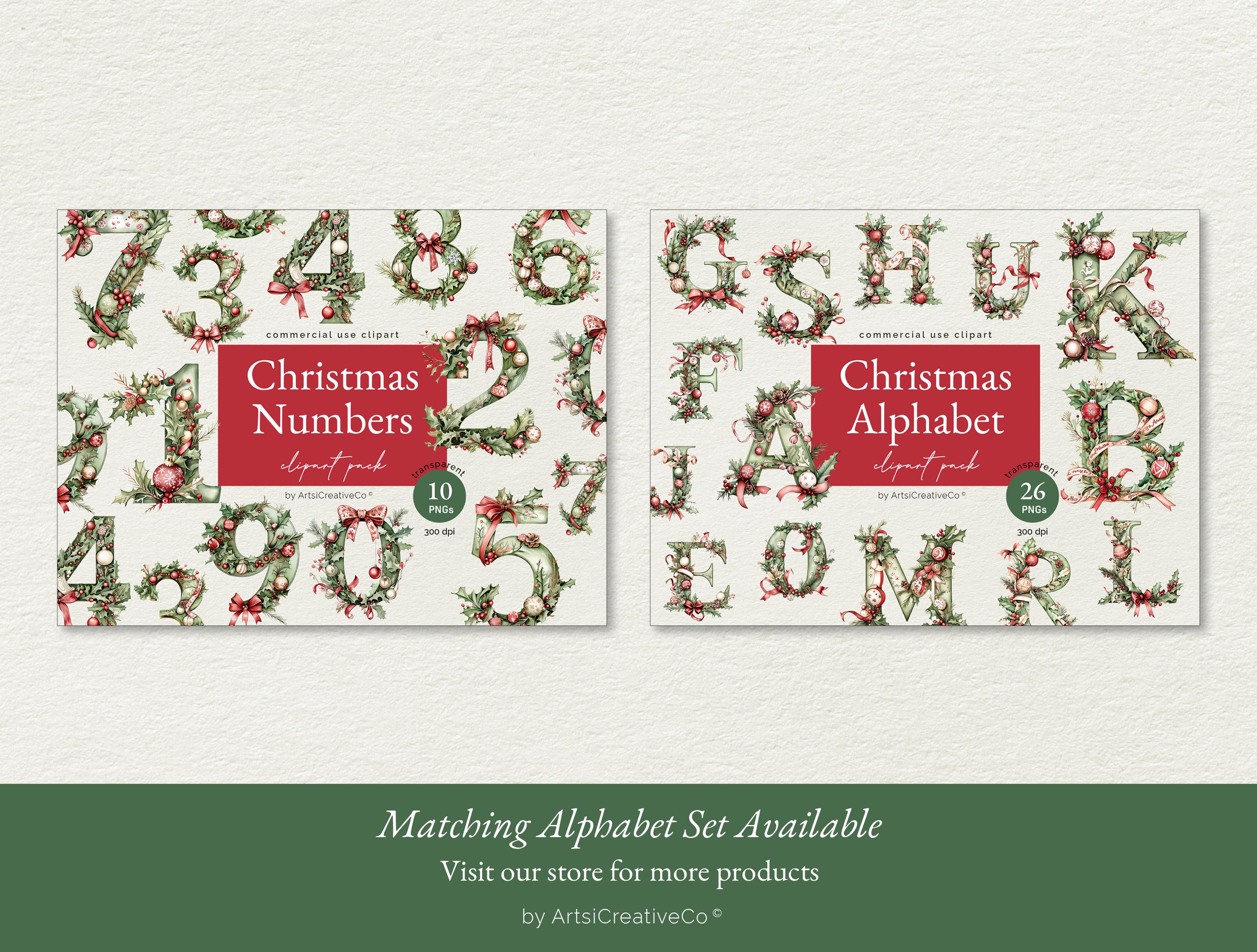 Christmas Numbers Clipart PNG Bundle, Numbers Clip Art, Festive Season ...