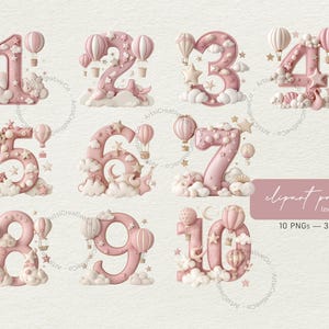 Numbers Children Birthday Nursery Age Clipart PNG Bundle, Aesthetic ...