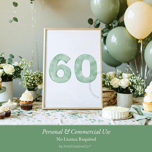 Pastel Green Numbers Clipart, Watercolor Numbers, Green Numbers ...