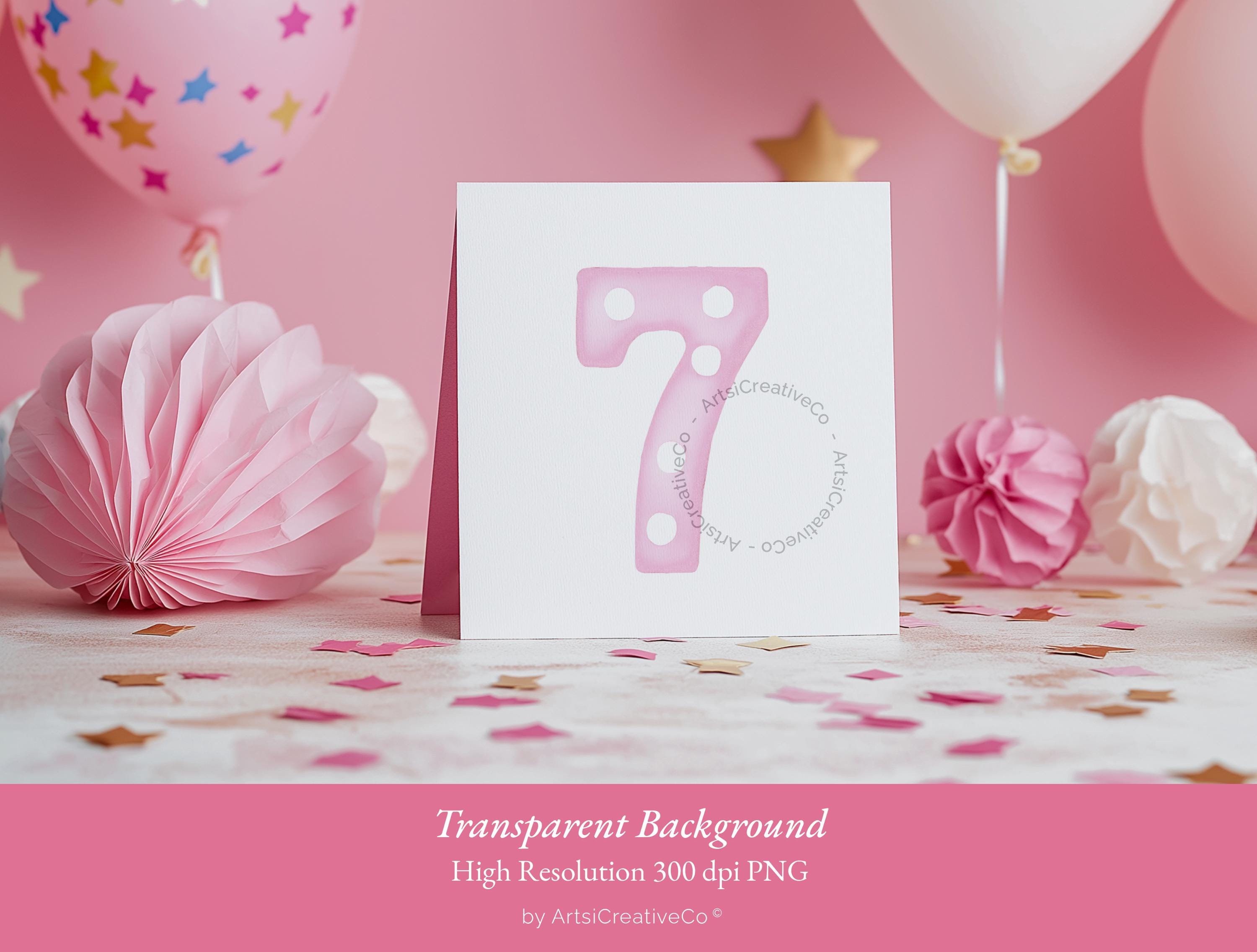 Baby Girl Watercolor Numbers Clipart Bundle- Pastel Pink Polka Dot ...