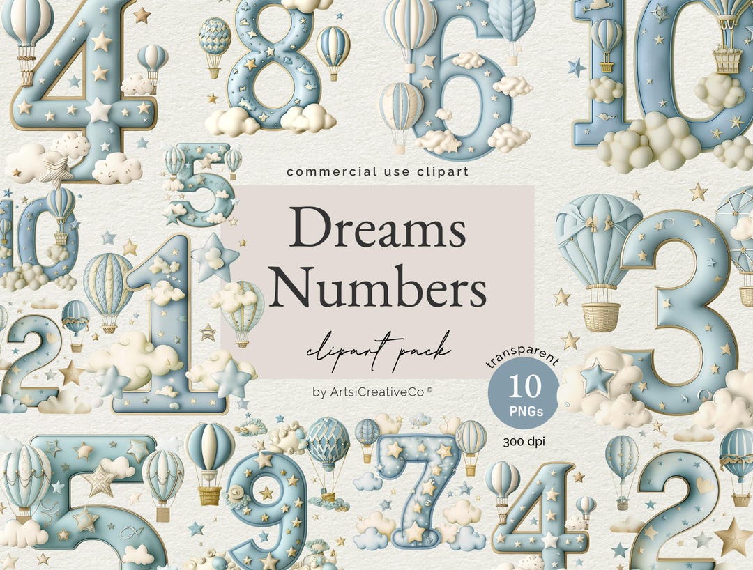 Numbers Children Birthday Nursery Age Clipart PNG Bundle, Aesthetic ...