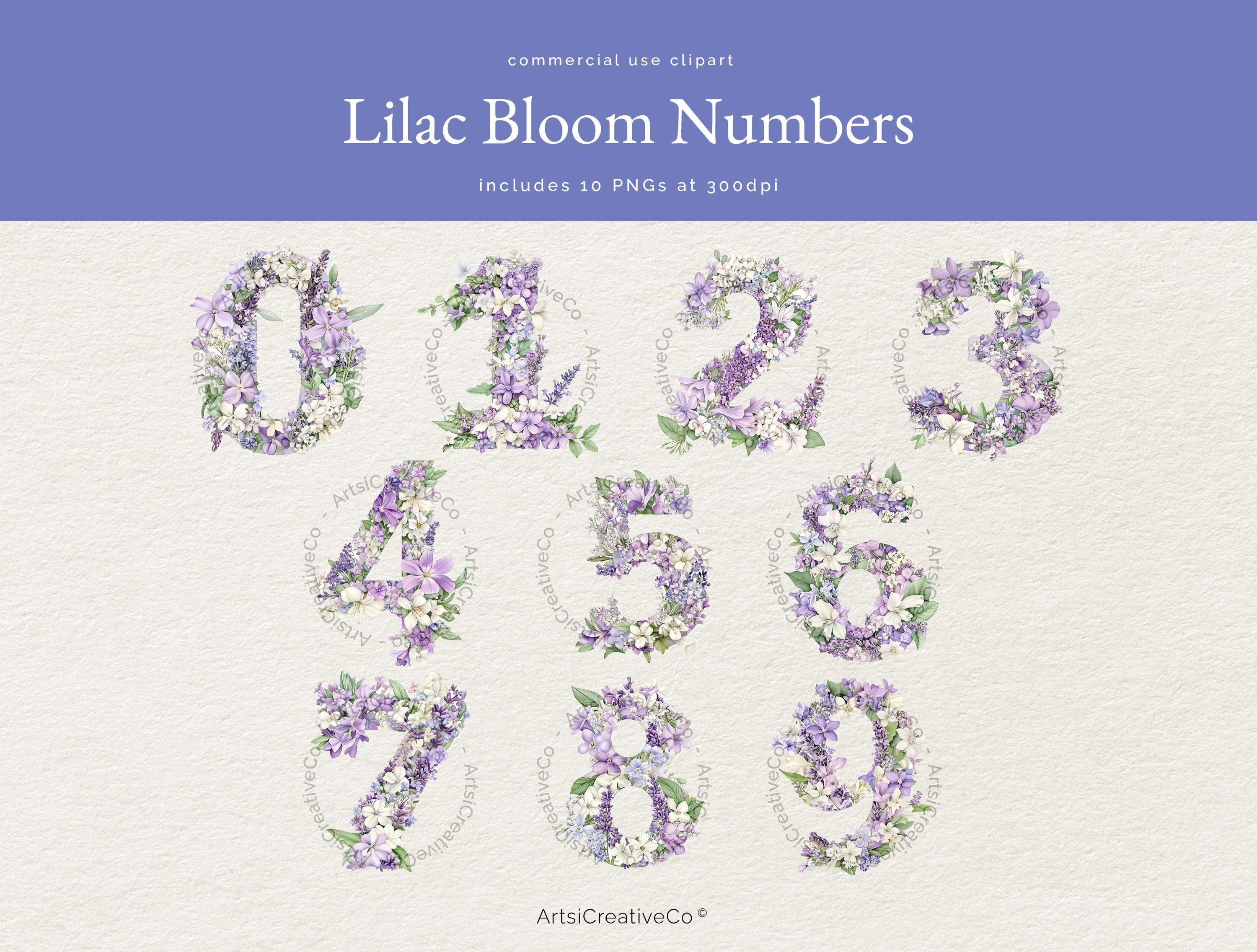 Floral Numbers Clipart PNG, Purple Floral Numbers, Invitations ...