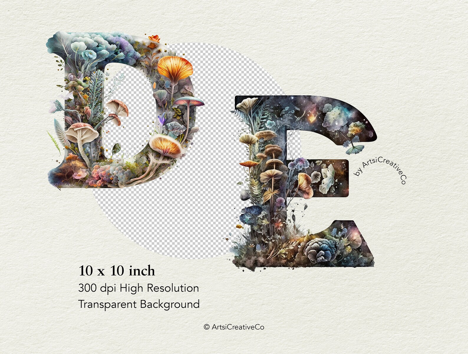 Fantasy Forest Floral Alphabets Letters Clipart PNG Bundle, 26 Floral ...