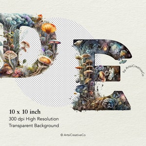 Fantasy Forest Floral Alphabets Letters Clipart PNG Bundle, 26 Floral ...