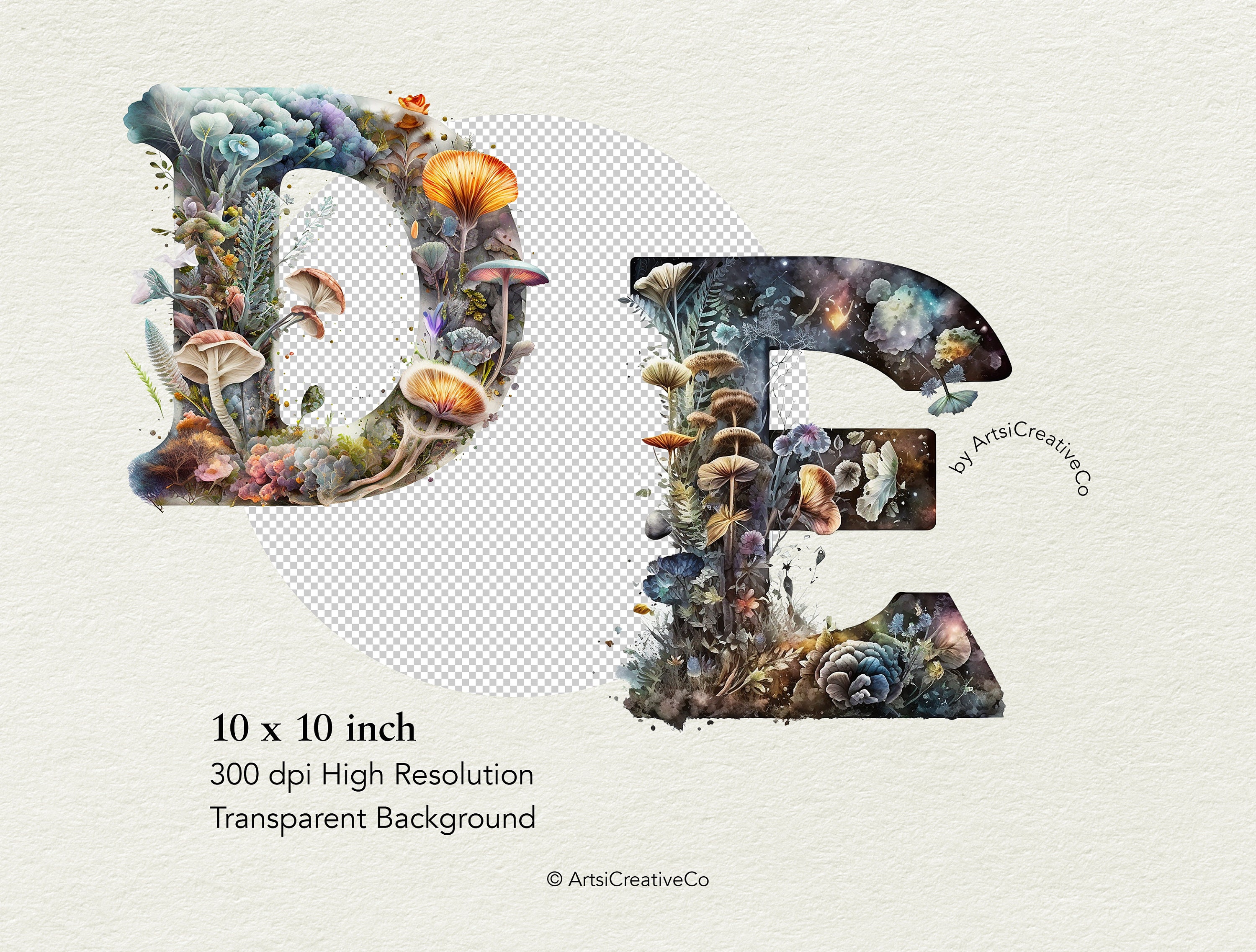 Fantasy Forest Floral Alphabets Letters Clipart PNG Bundle, 26 Floral ...