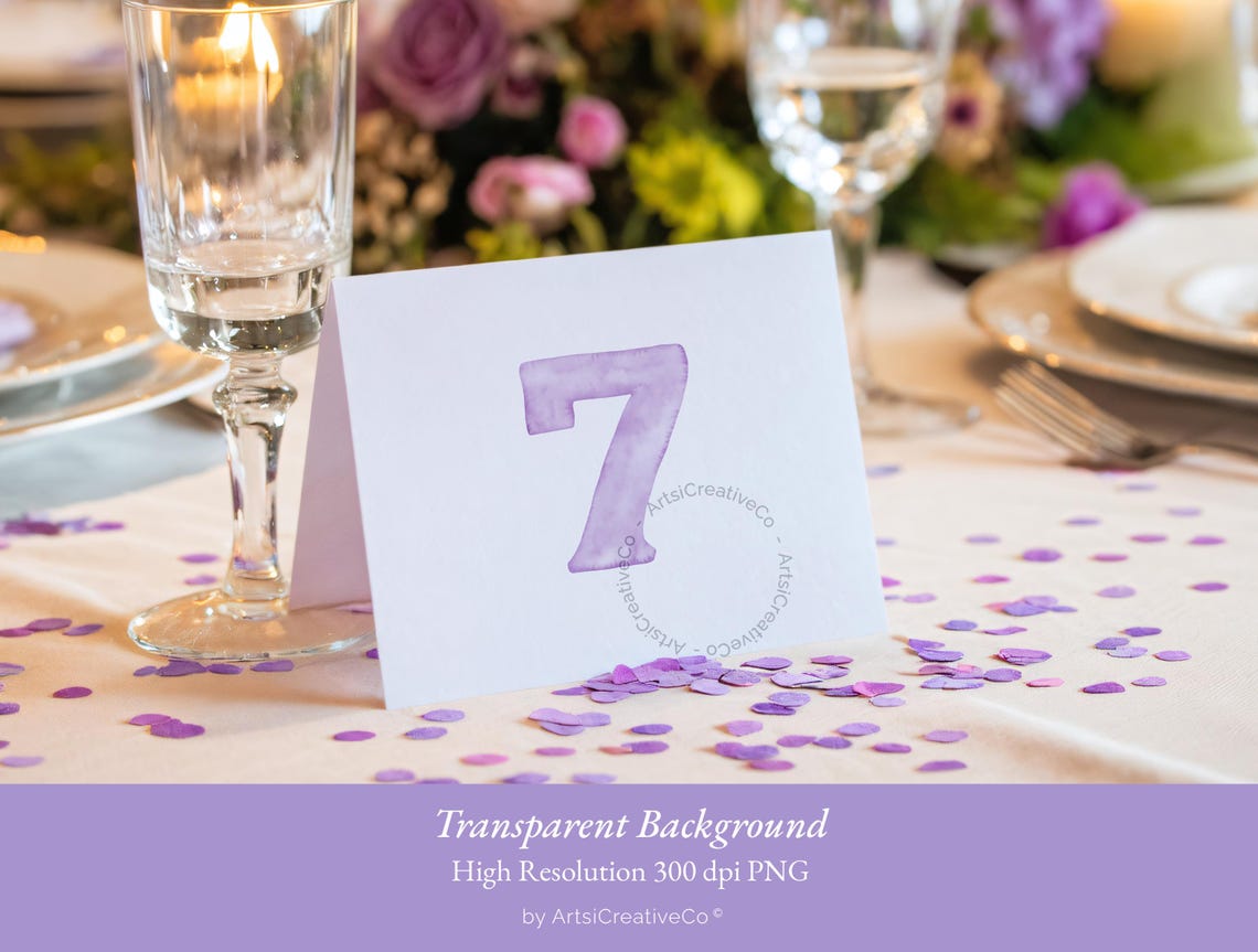 Pastel Purple Numbers Clipart, Watercolor Numbers, Purple Numbers ...