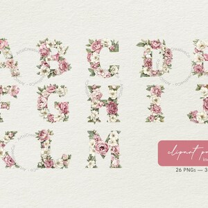 Peony Alphabet Clipart PNG - Floral Letters for Scrapbooking ...