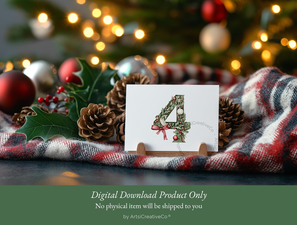 Christmas Numbers Clipart PNG Bundle, Numbers Clip Art, Festive Season ...