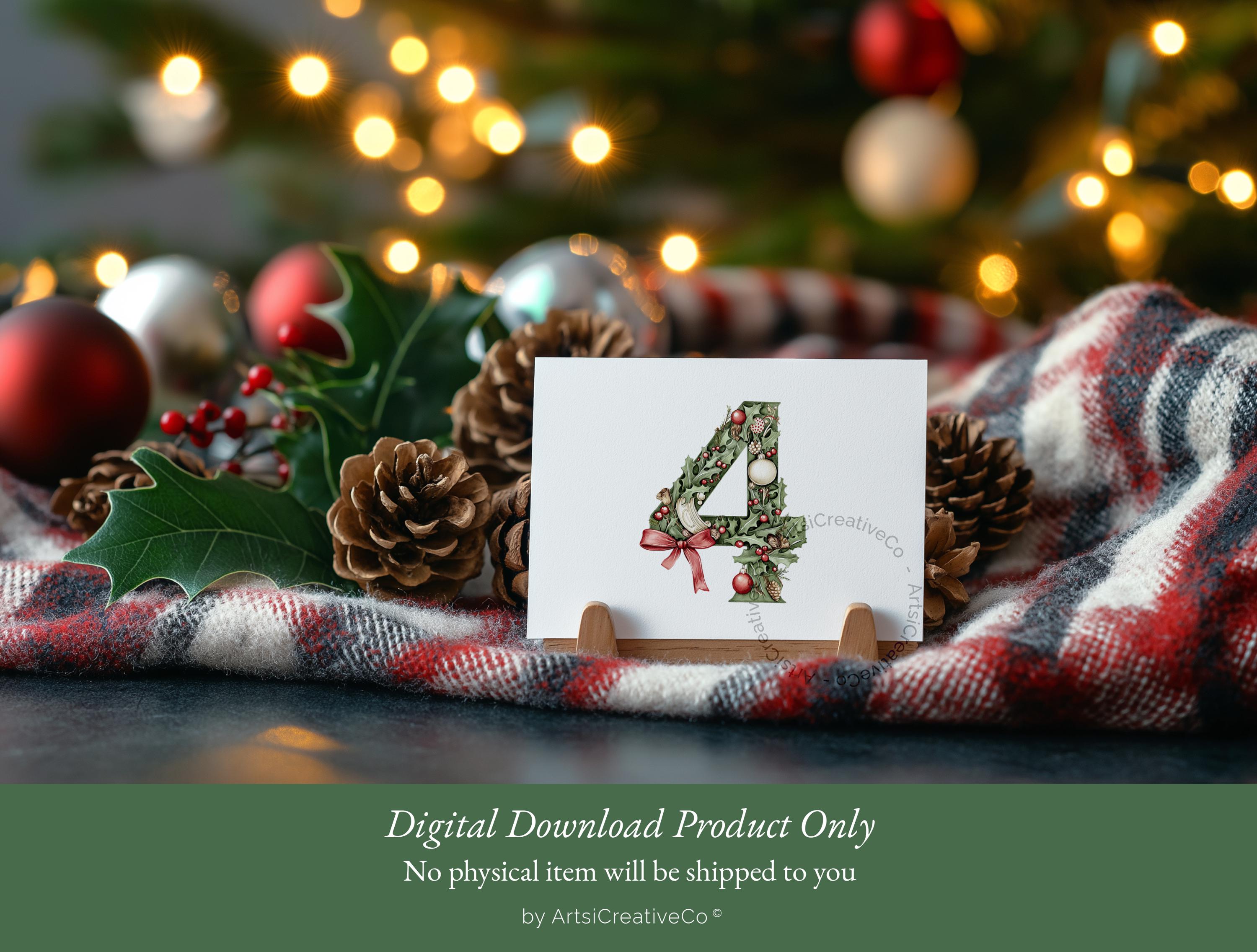 Christmas Numbers Clipart PNG Bundle, Numbers Clip Art, Festive Season ...