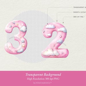 Pink Dream Numbers Clipart PNG, Baby Girl Pink Numbers, Birthday ...