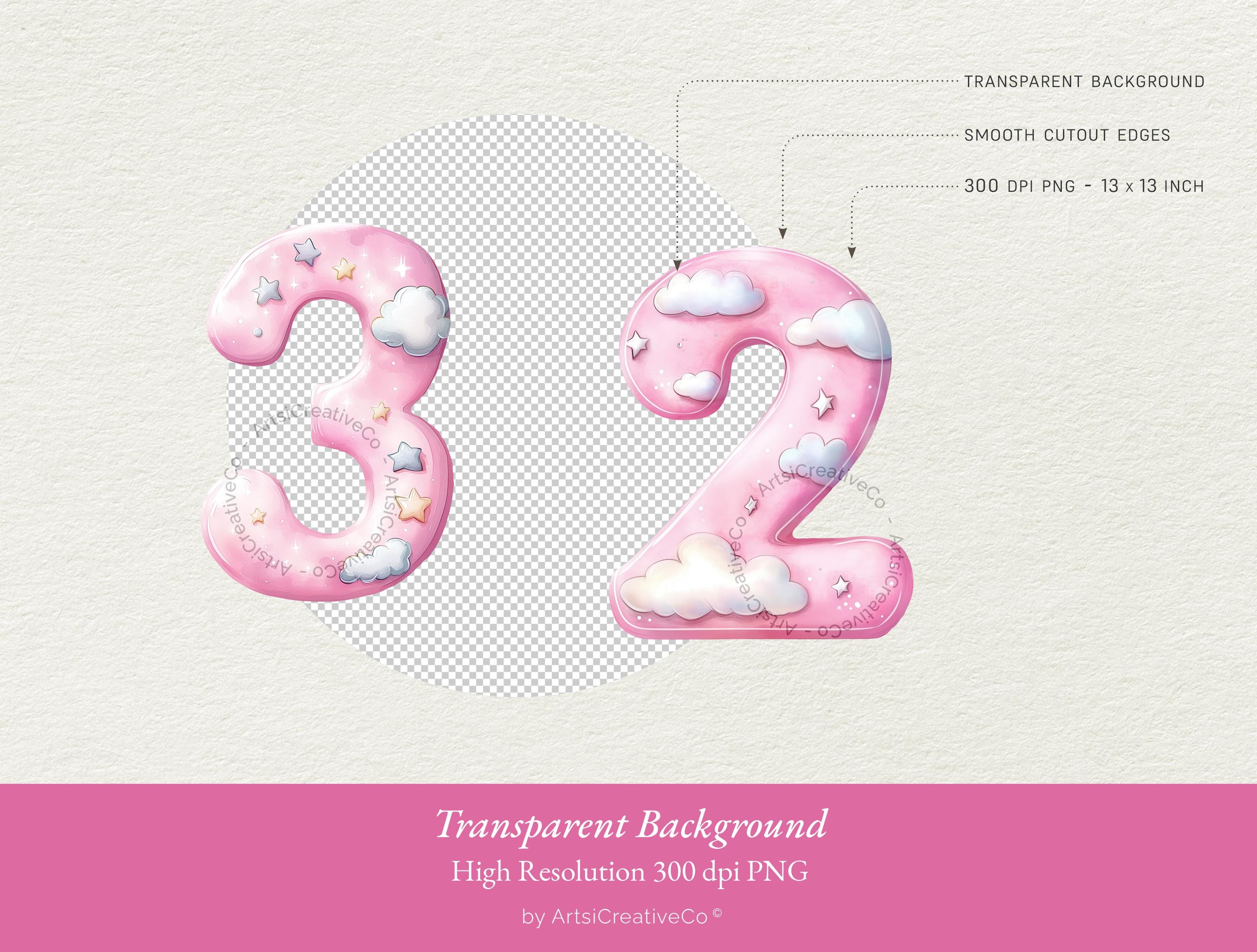 Pink Dream Numbers Clipart PNG, Baby Girl Pink Numbers, Birthday ...