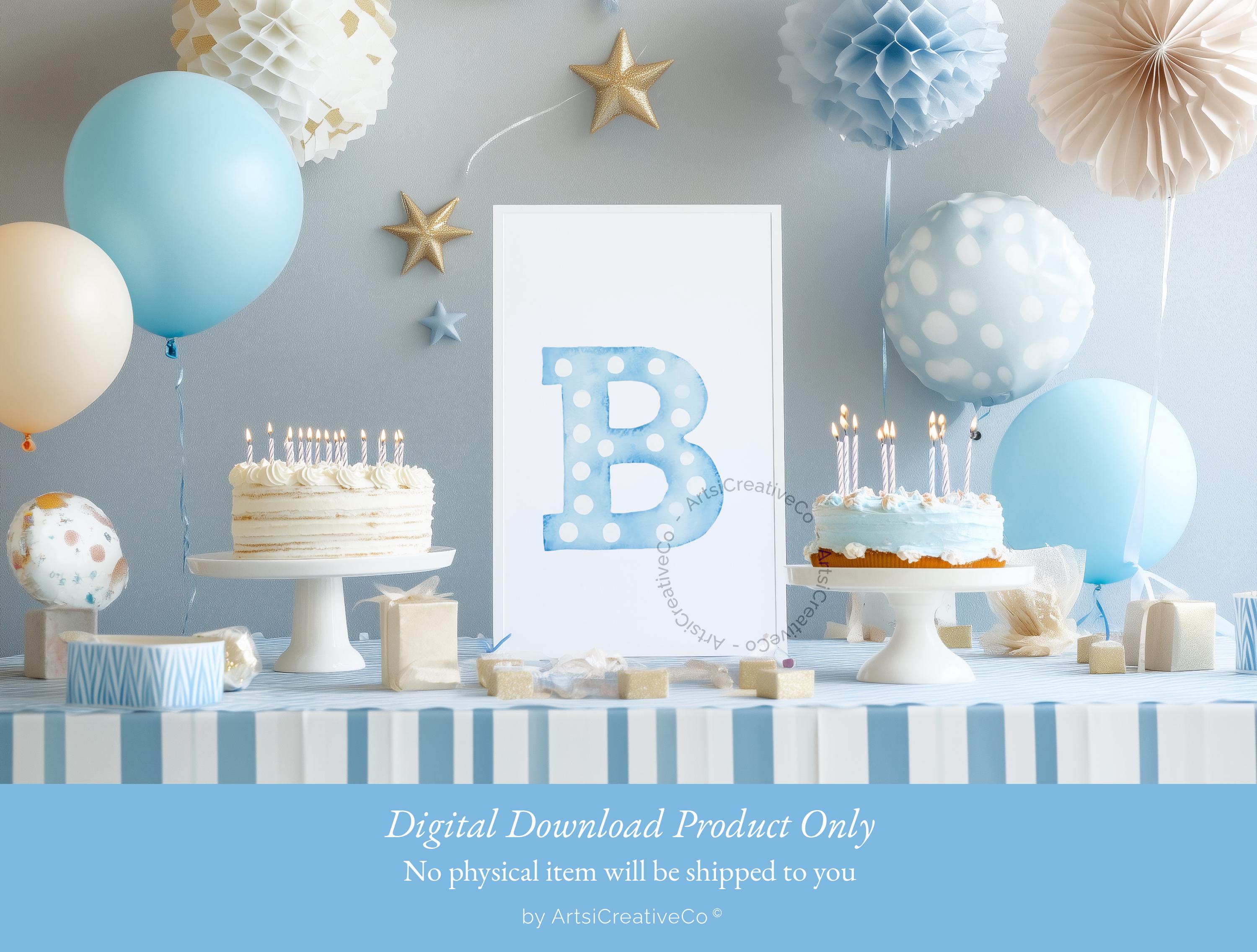 Baby Boy Alphabet Clipart PNG Set - Pastel Blue Polka Dot Letters A-Z ...
