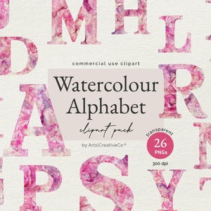 Watercolor Alphabet Letters Clipart PNG Bundle, Alphabet Clipart ...