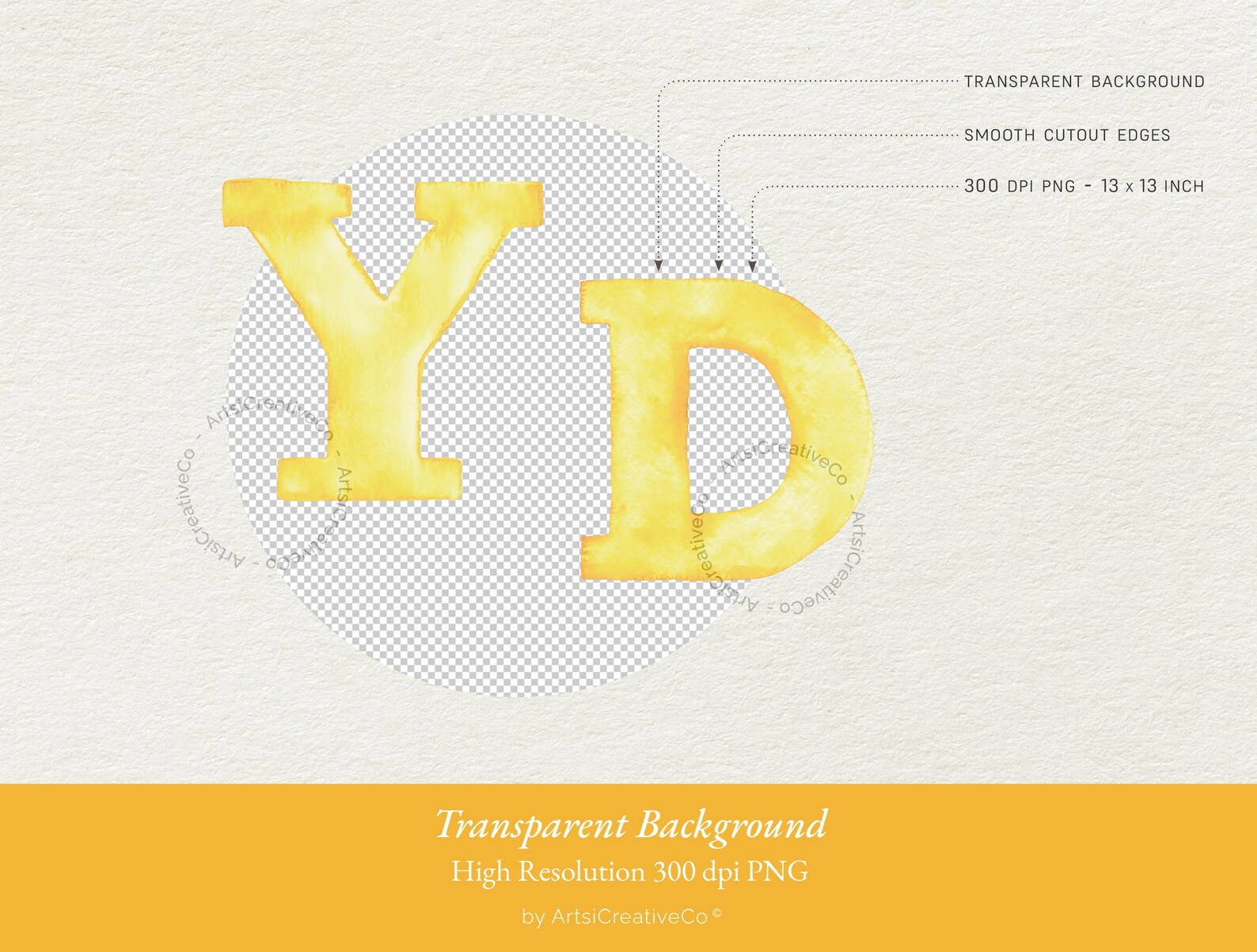 Pastel Yellow Alphabet Clipart, Watercolor Letters, Digital Alphabet ...