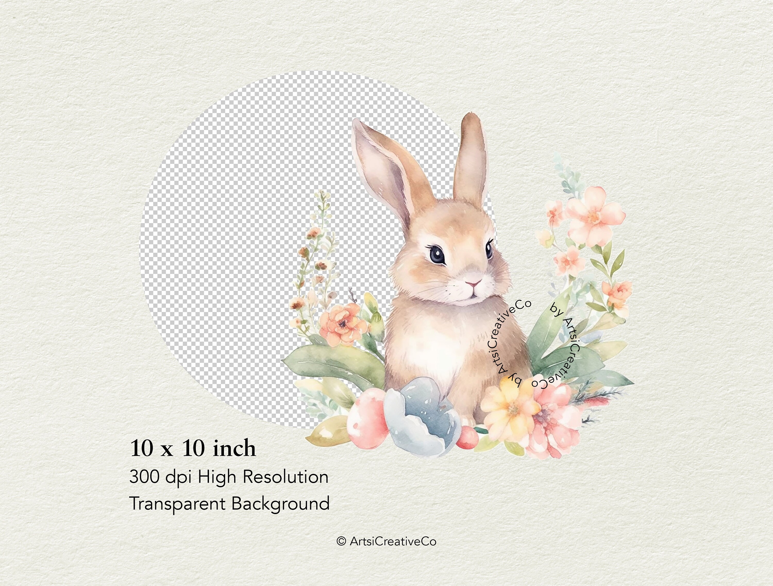 Watercolor Bunnies Clipart PNG Bundle, Nursery Spring Clipart, Bunnies ...