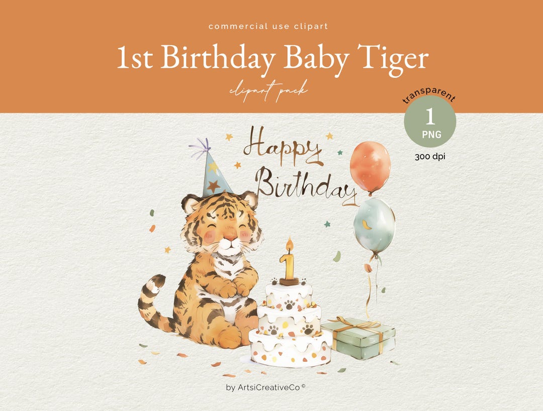 1st Birthday Baby Tiger PNG, First Birthday, Baby Milestone, Tiger ...