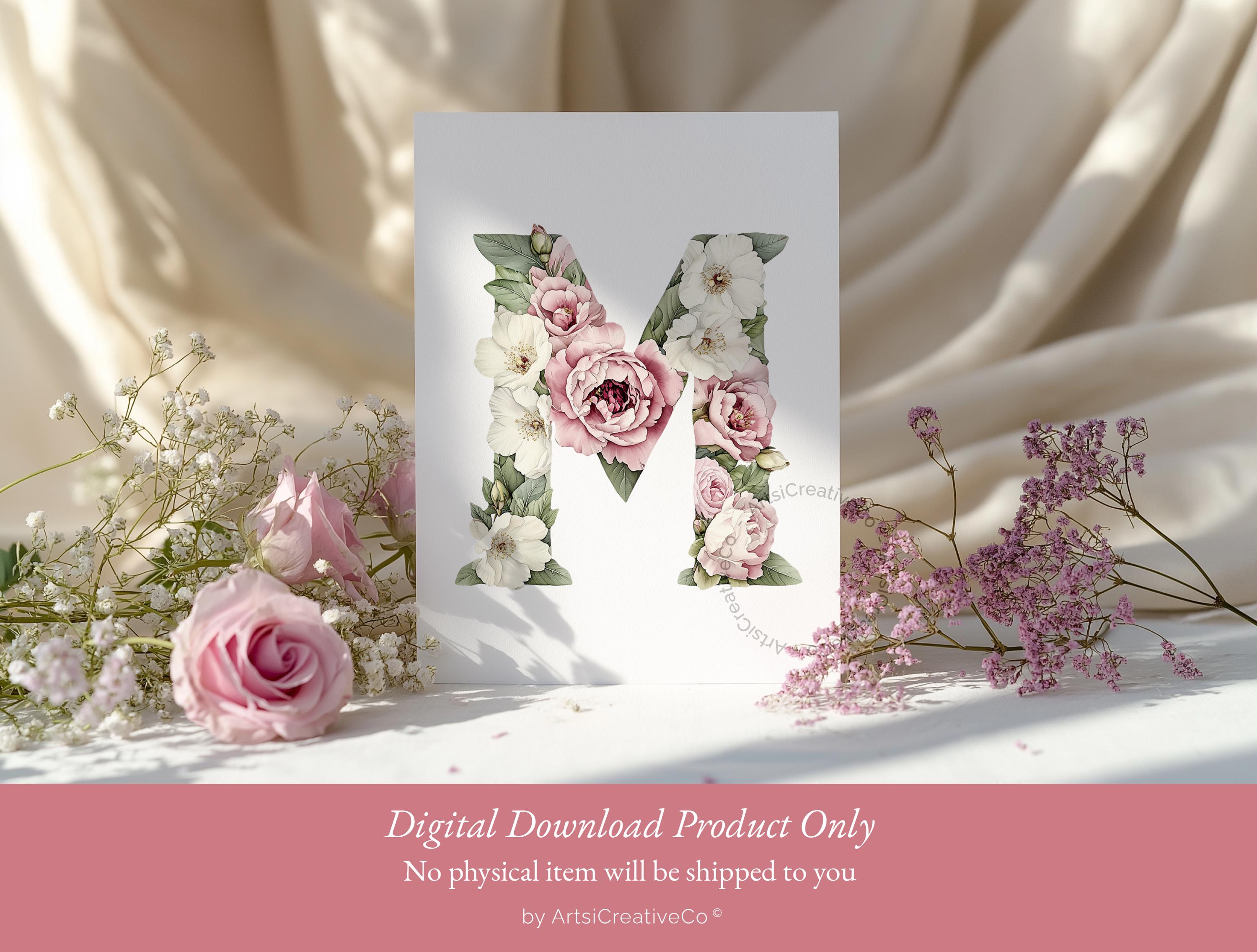 Peony Alphabet Clipart PNG - Floral Letters for Scrapbooking ...