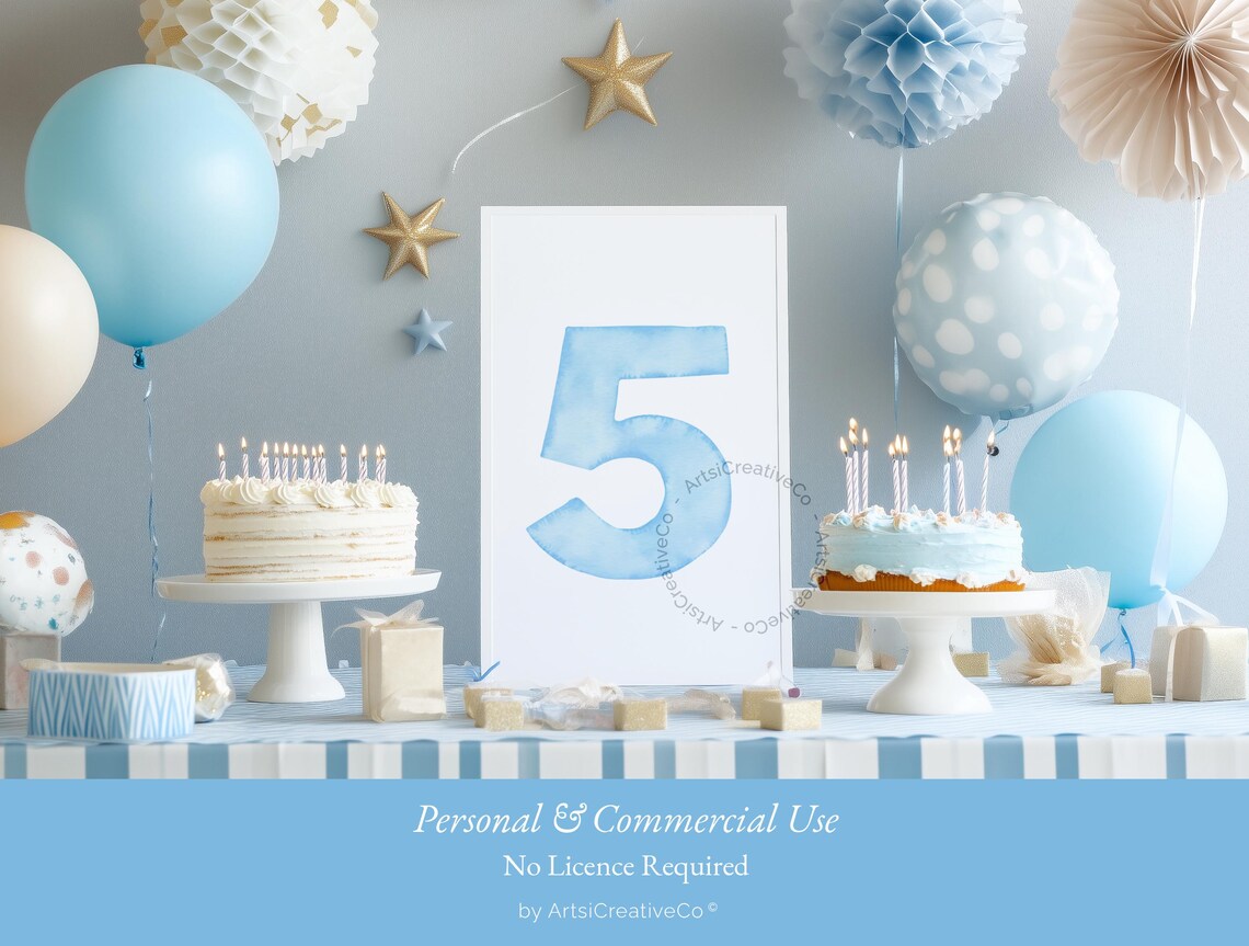 Pastel Blue Numbers Clipart, Watercolor Numbers, Blue Numbers, Birthday ...