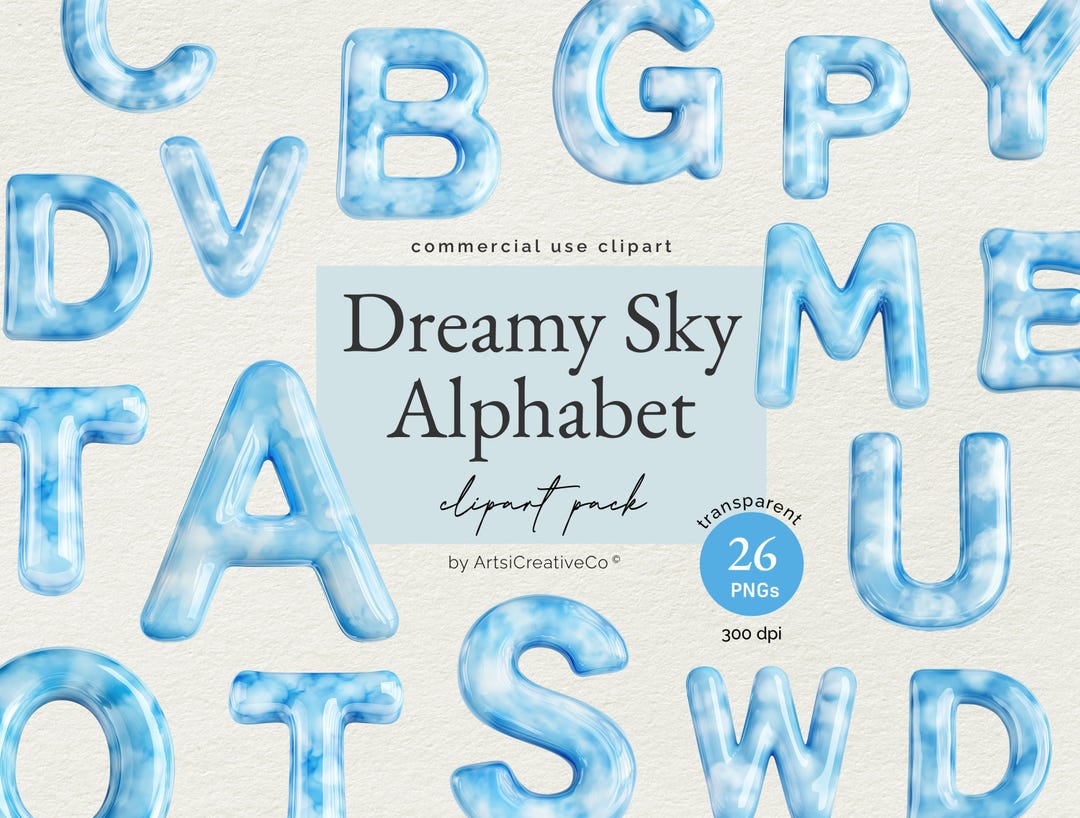 Dreamy Sky Alphabet Clipart, Transparent Cloud Letters, Nursery Decor ...