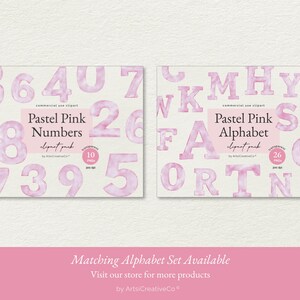 Pastel Pink Numbers Clipart, Watercolor Numbers, Pink Numbers, Birthday ...