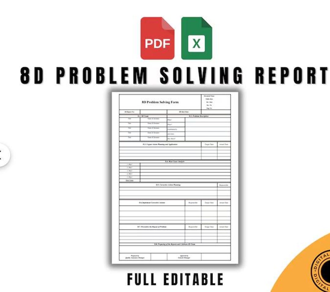 8D Problem Solving Report, Checklist, Root Cause Analysis Template ...