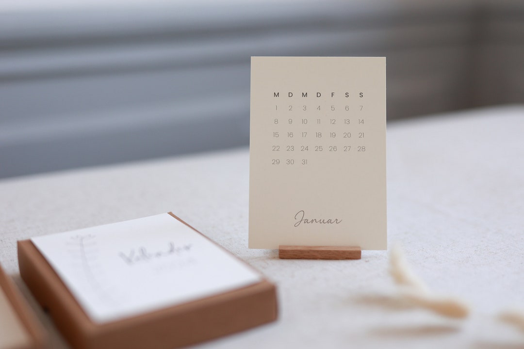 Desk Calendar Calendar 2024 Calendar With Wooden Card - Etsy