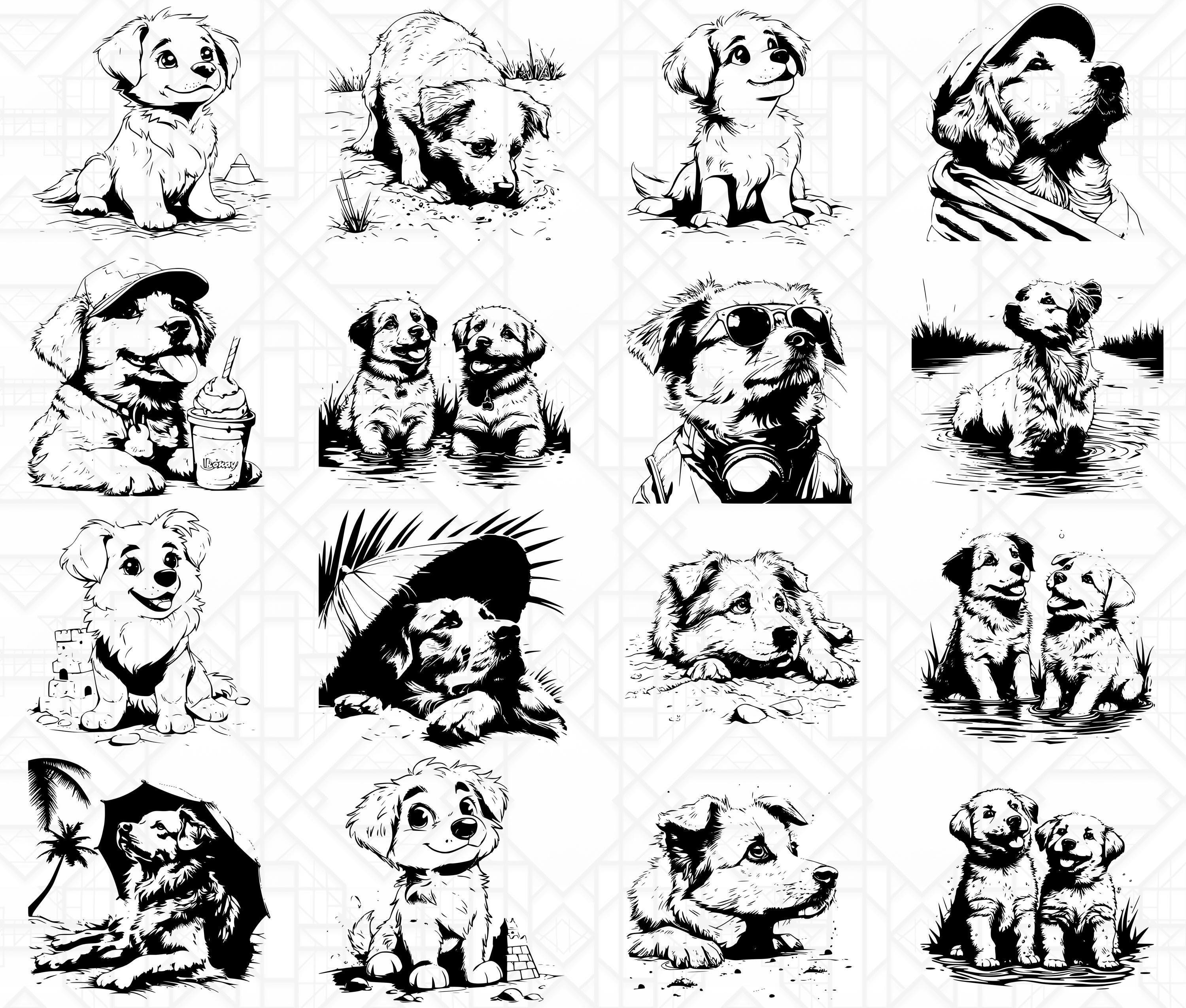 Dog Beach Day SVG Bundle - 50 Dog Vector Illustrations for Cricut ...