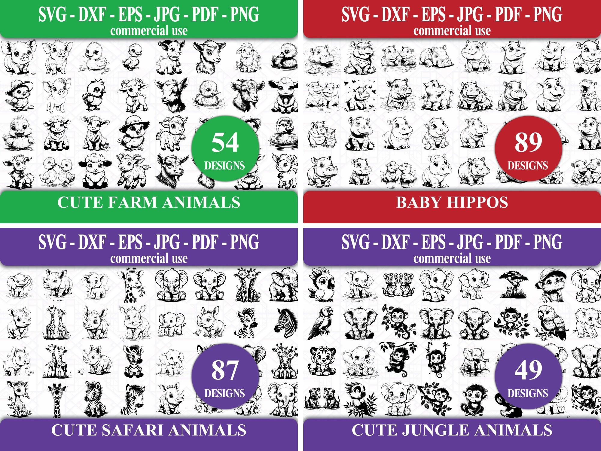 MEGA ANIMAL SVG Bundle - 1000 Animal Vector Illustrations for Cricut ...