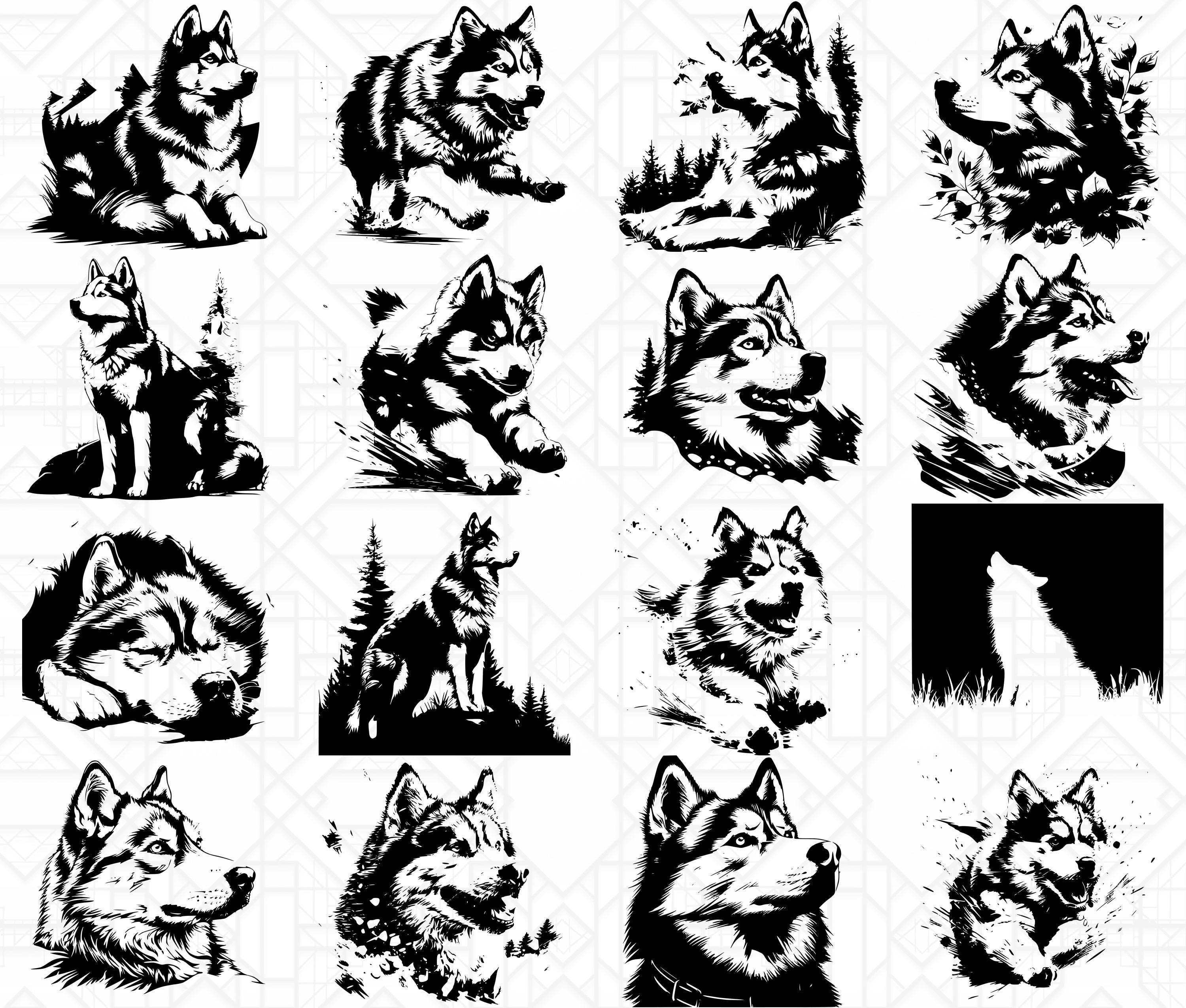 Siberian Husky SVG Bundle - 61 Dog Vector Illustrations for Cricut ...