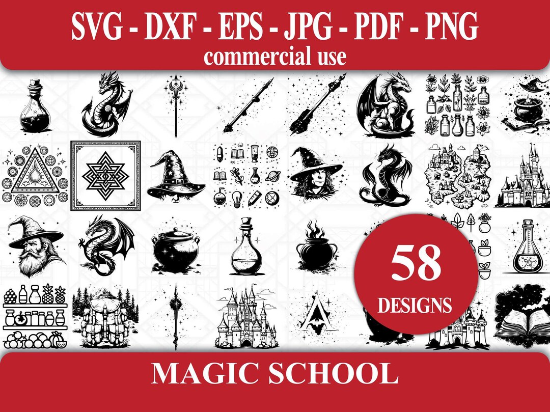 Magic Back to School SVG Bundle - 58 Vector Illustrations for Cricut ...