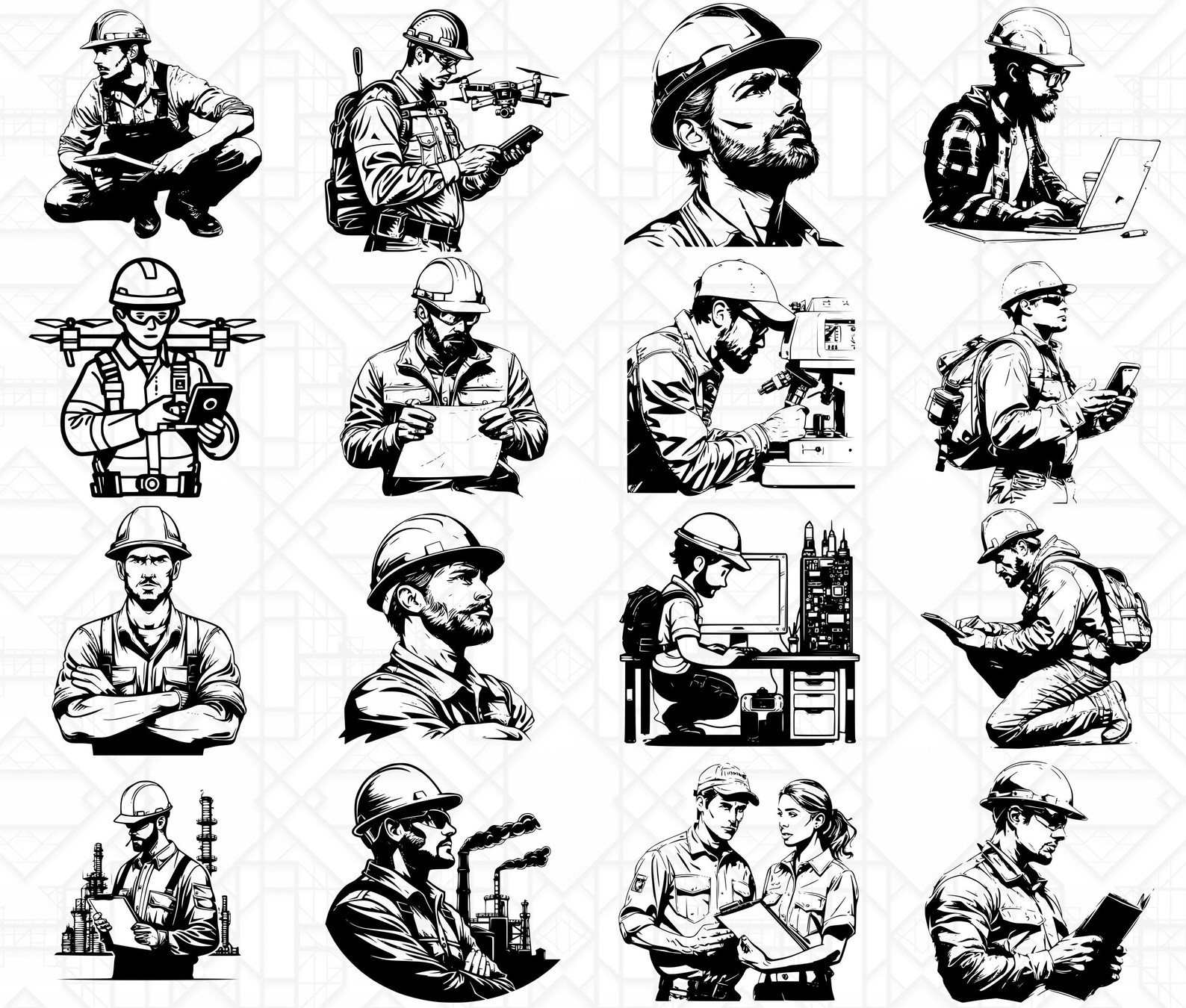 Engineer SVG Bundle - 43 Profession Vector Illustrations for Cricut ...