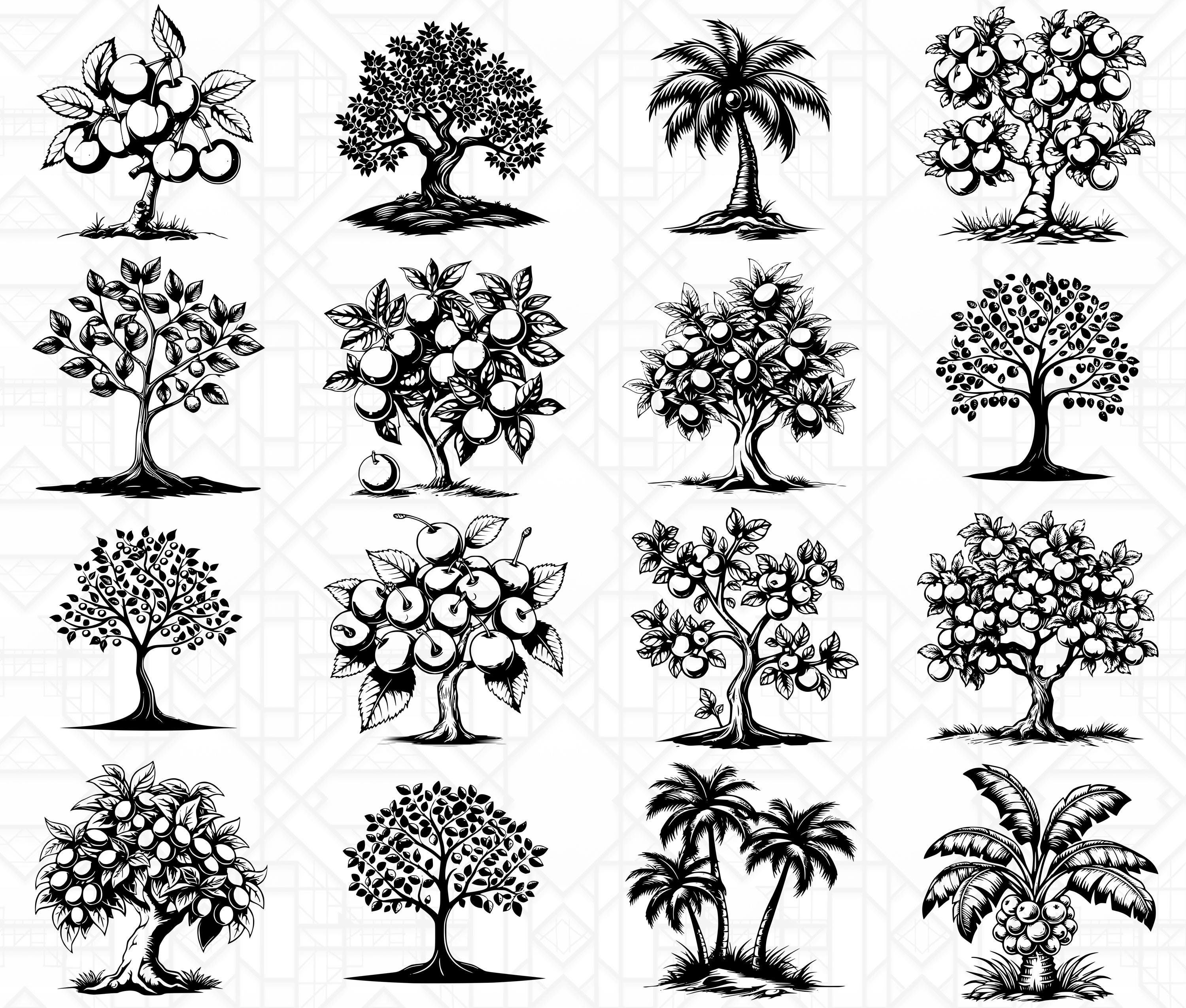 Fruit Trees SVG Bundle 46 Fruits Vector Illustrations for Cricut ...