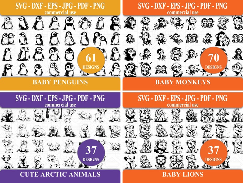 MEGA ANIMAL SVG Bundle - 1000 Animal Vector Illustrations for Cricut ...