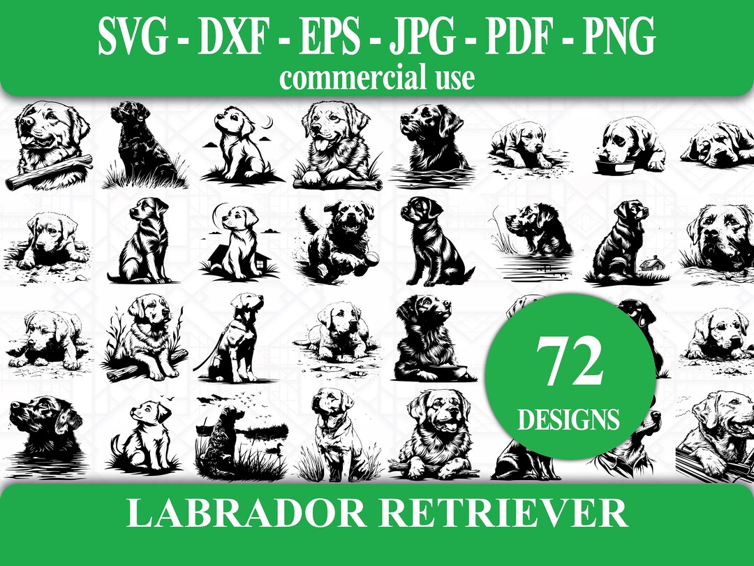 Labrador Retriever SVG Bundle - 72 Dog Vector Illustrations for Cricut ...