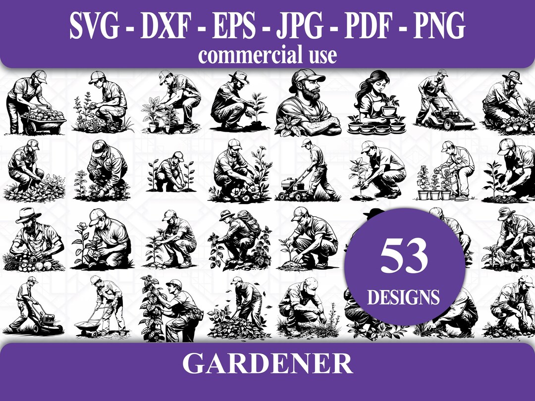 Gardener SVG Bundle - 53 Profession Vector Illustrations for Cricut ...