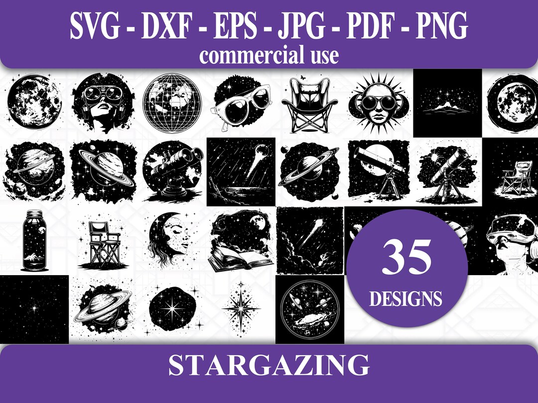 Stargazing SVG Bundle - 35 Hobbies & Crafts Vector Illustrations for ...