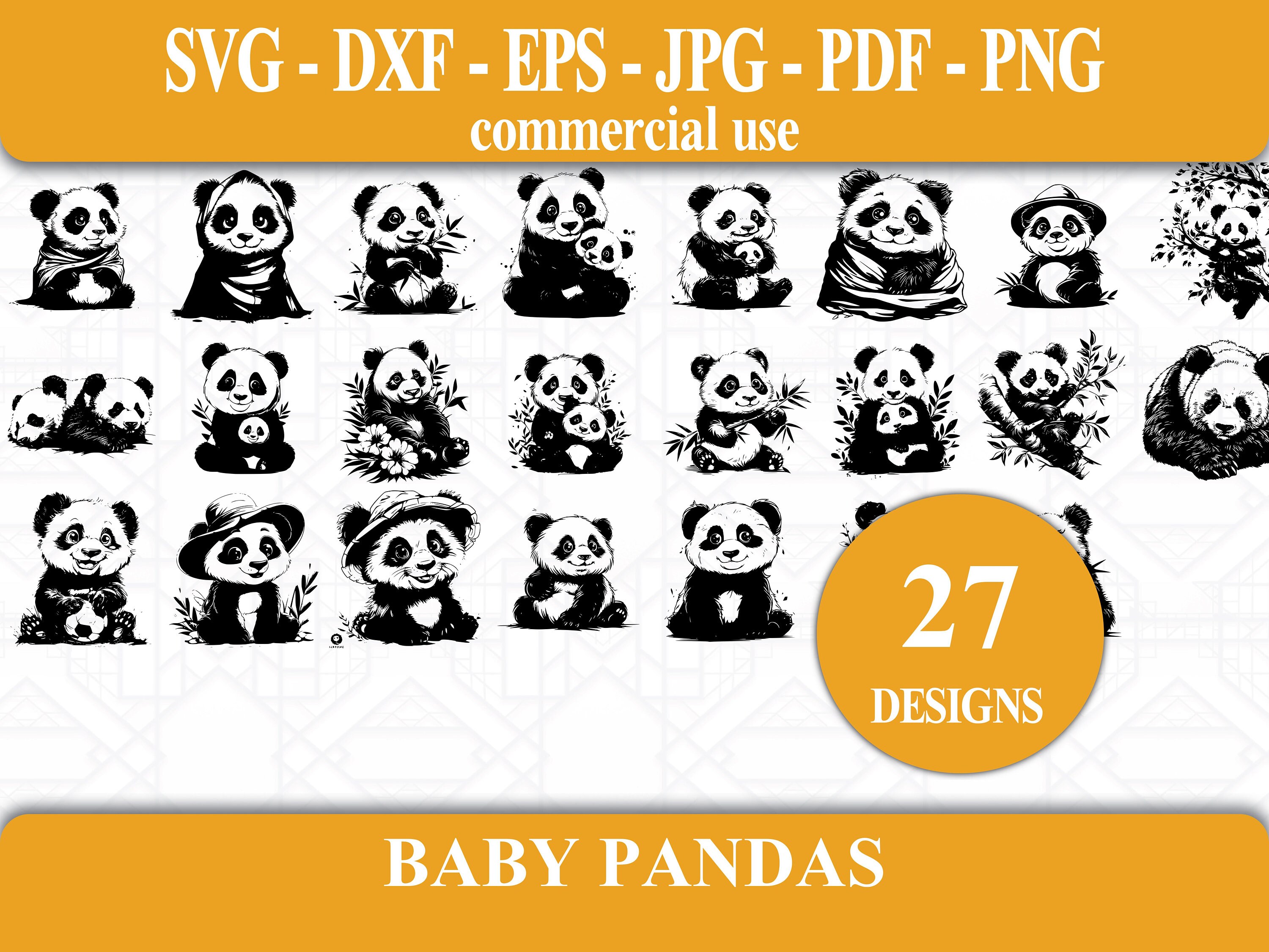 Baby Pandas SVG Bundle 27 Animal Vector Illustrations for Cricut ...